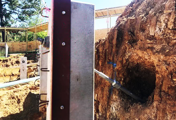 Helical Tieback Anchors Used to Reinforce Soldier Pile Wall